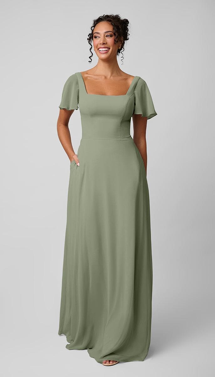 Modest Bridesmaids Dress | Kennedy Blue Kelly Platinum