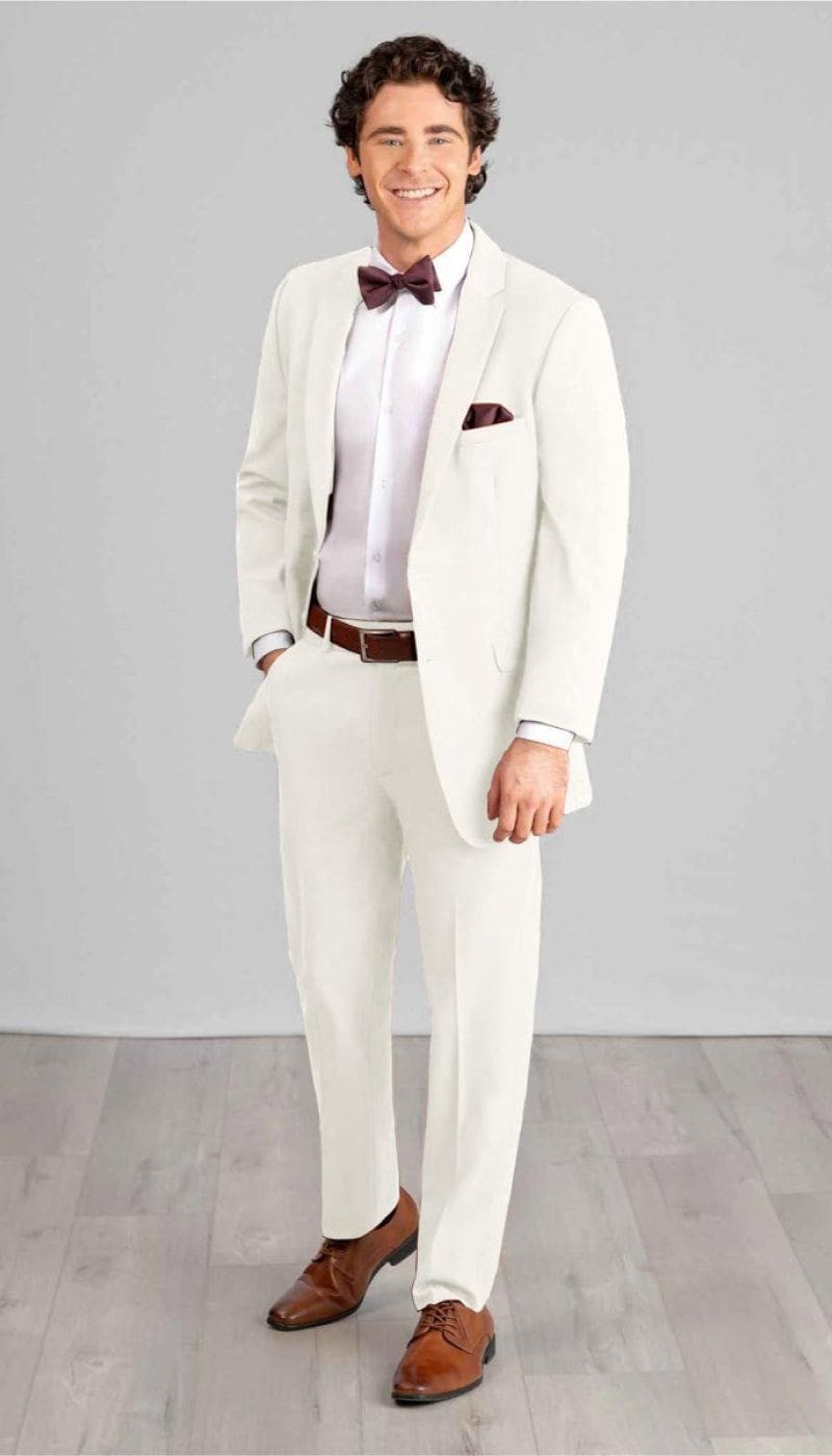 Trim Fit 2 Piece Mens Suit Creme | Kennedy Blue - Kennedy Blue
